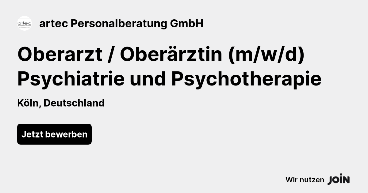 artec Personalberatung (Köln): Oberarzt / Oberärztin (m/w/d ...