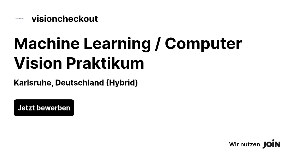 visioncheckout (Karlsruhe): Machine Learning / Computer Vision Praktikum