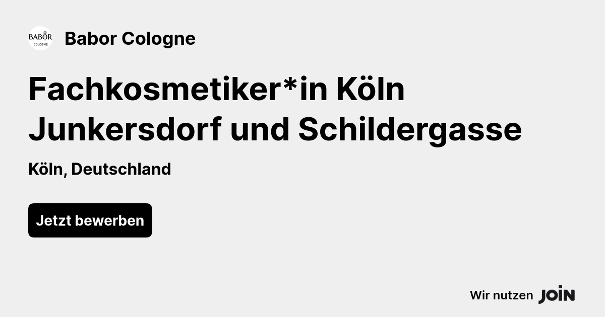 Babor Cologne (Köln): Fachkosmetiker*in Köln Junkersdorf und Schildergasse