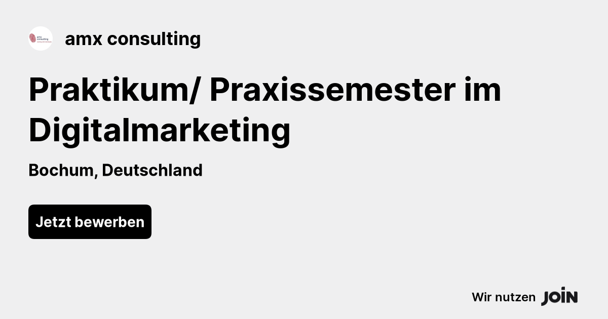 amx consulting (Bochum): Praktikum/ Praxissemester im Digitalmarketing