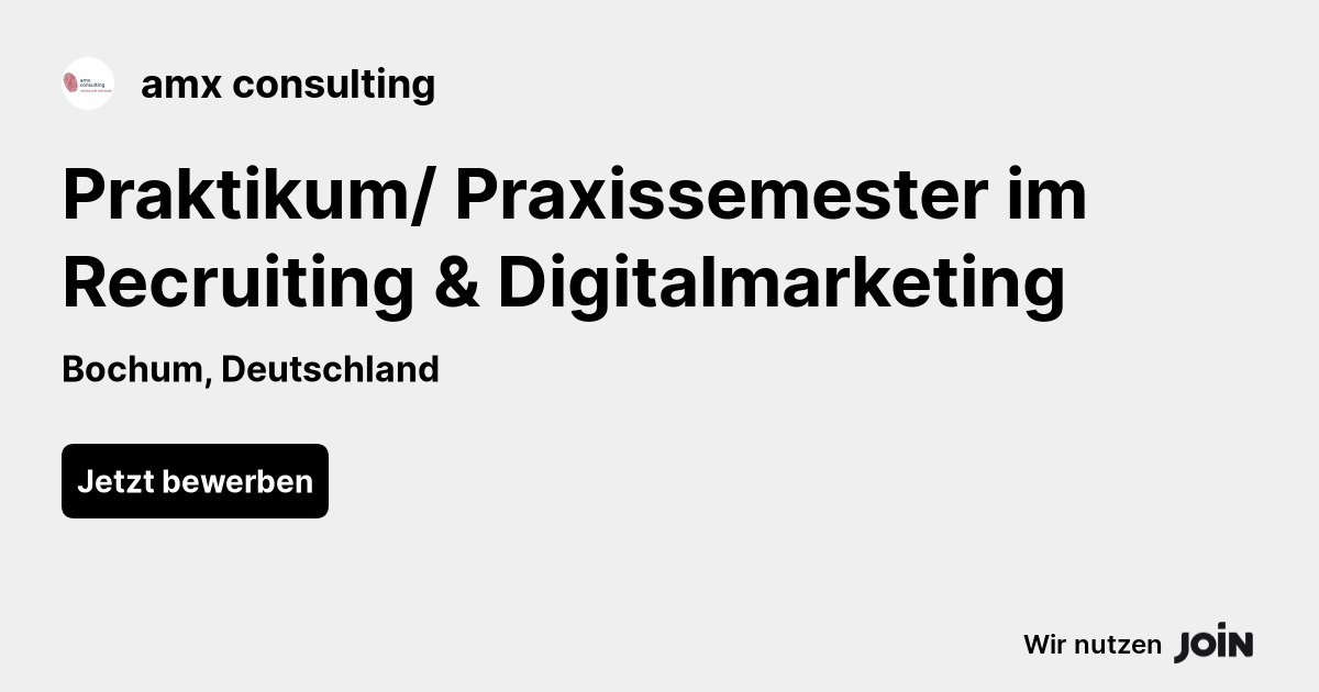 amx consulting (Bochum): Praktikum/ Praxissemester im Recruiting ...