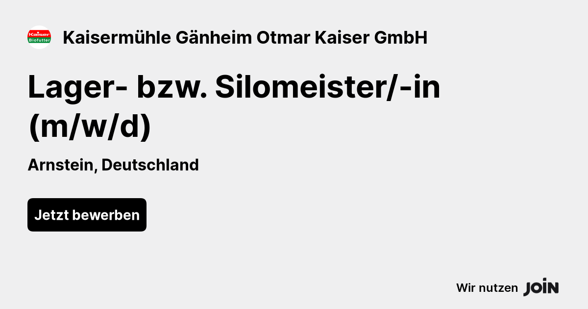 Kaisermühle Gänheim Otmar Kaiser (Arnstein): Lager- bzw. Silomeister ...