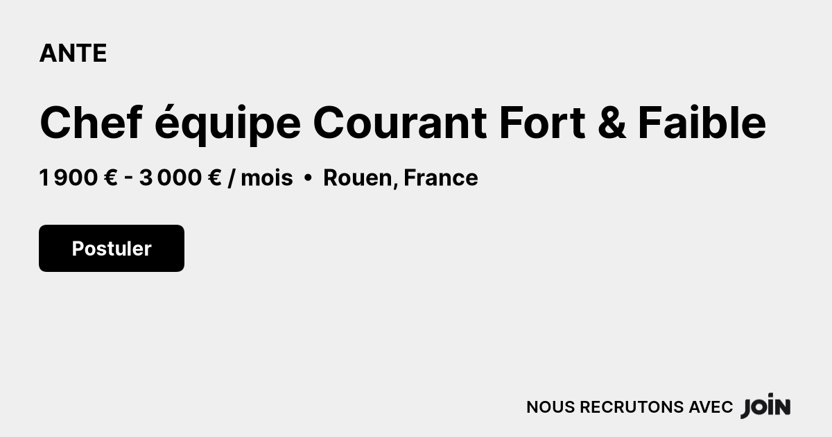ANTE (Rouen): Chef équipe Courant Fort & Faible