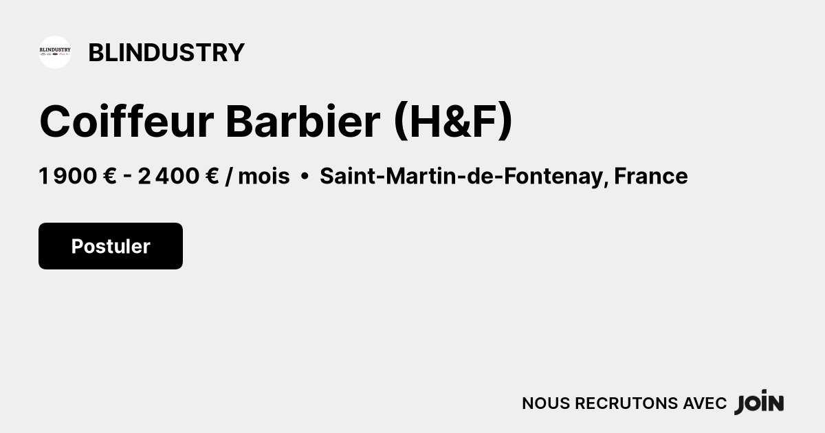 BLINDUSTRY (Saint-Martin-de-Fontenay): Coiffeur Barbier (H&F)