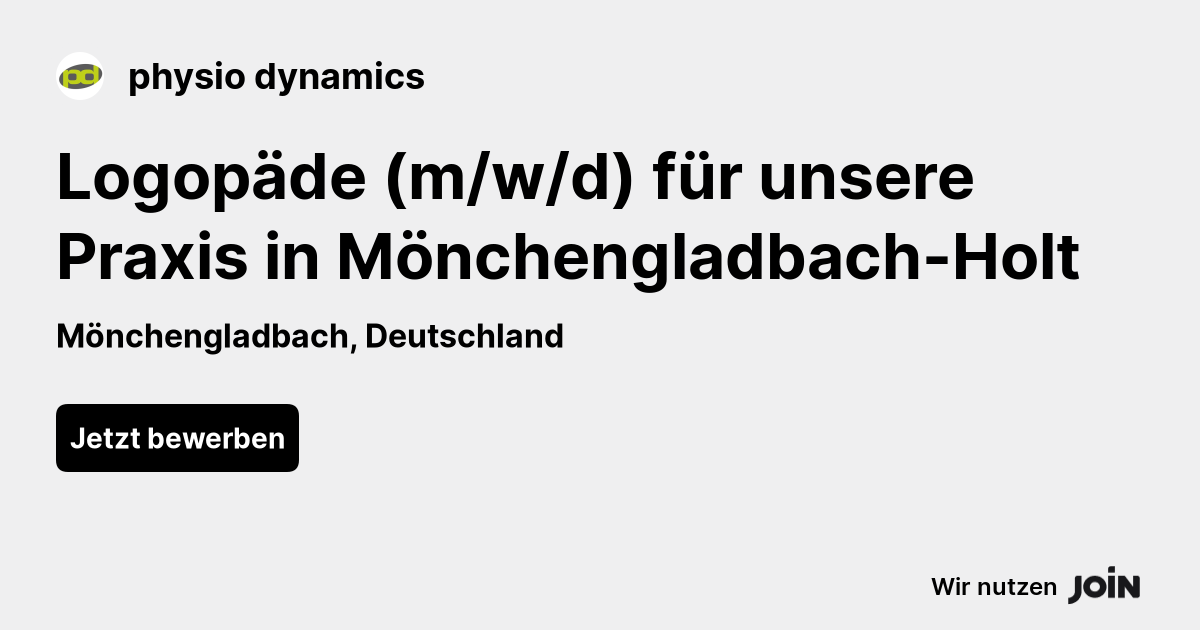 physio dynamics (Mönchengladbach): Logopäde (m/w/d) für unsere Praxis in Mönchengladbach-Holt