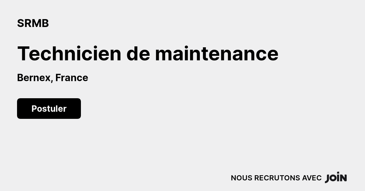 SRMB (Bernex): Technicien de maintenance