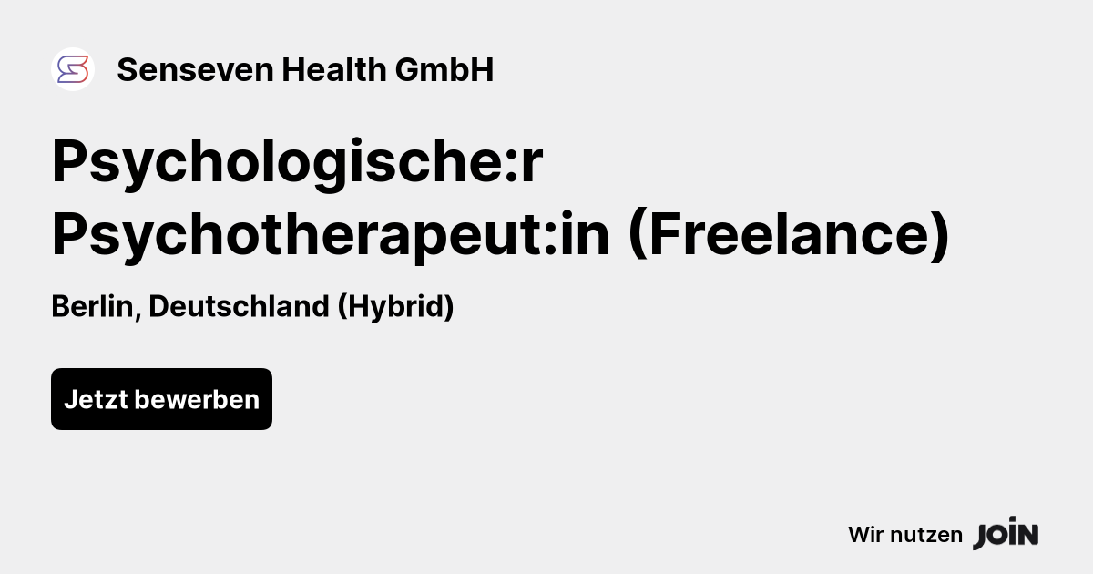 Senseven Health (Berlin): Psychologische:r Psychotherapeut:in (Freelance)