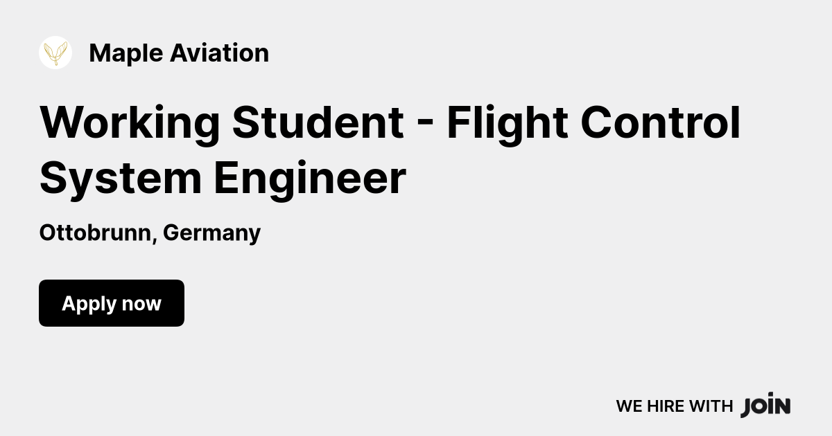 Maple Aviation (Ottobrunn): Working Student - Flight Control System ...