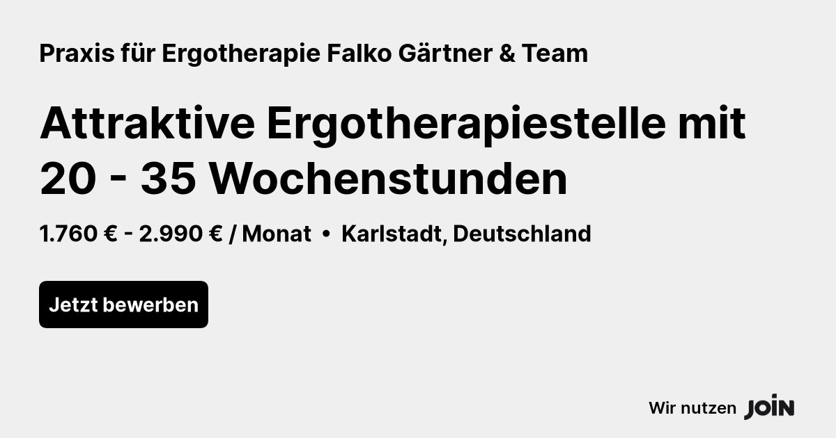 Praxis für Ergotherapie Falko Gärtner & Team (Karlstadt): Attraktive Ergotherapiestelle mit 20 ...