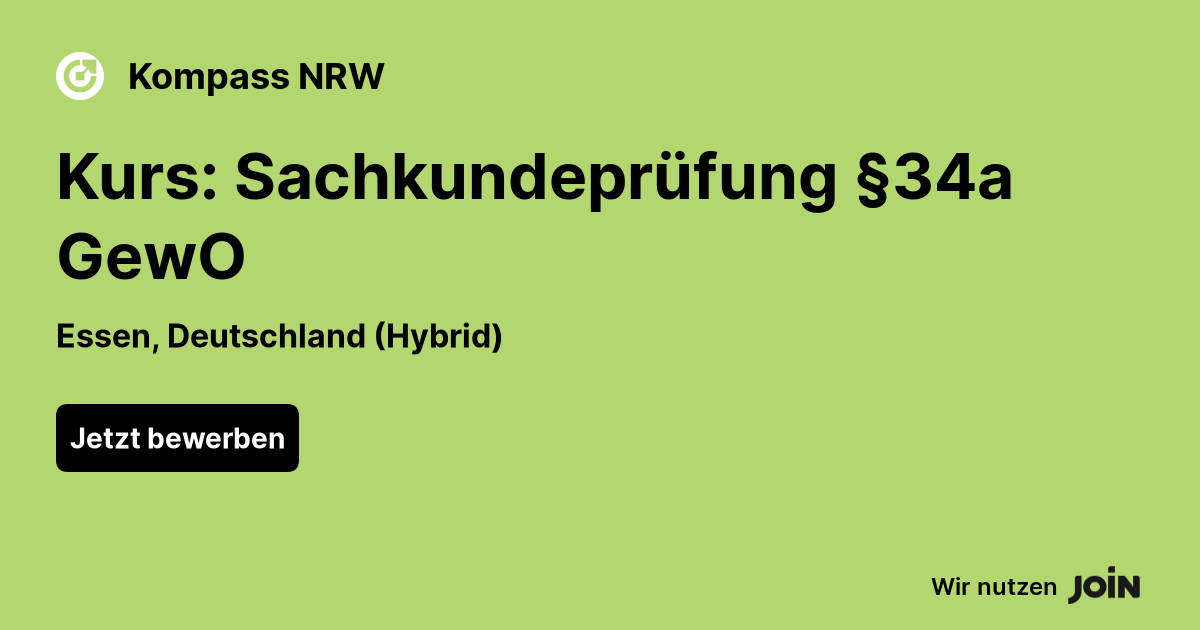 Kompass NRW (Essen): Kurs: Sachkundeprüfung §34a GewO
