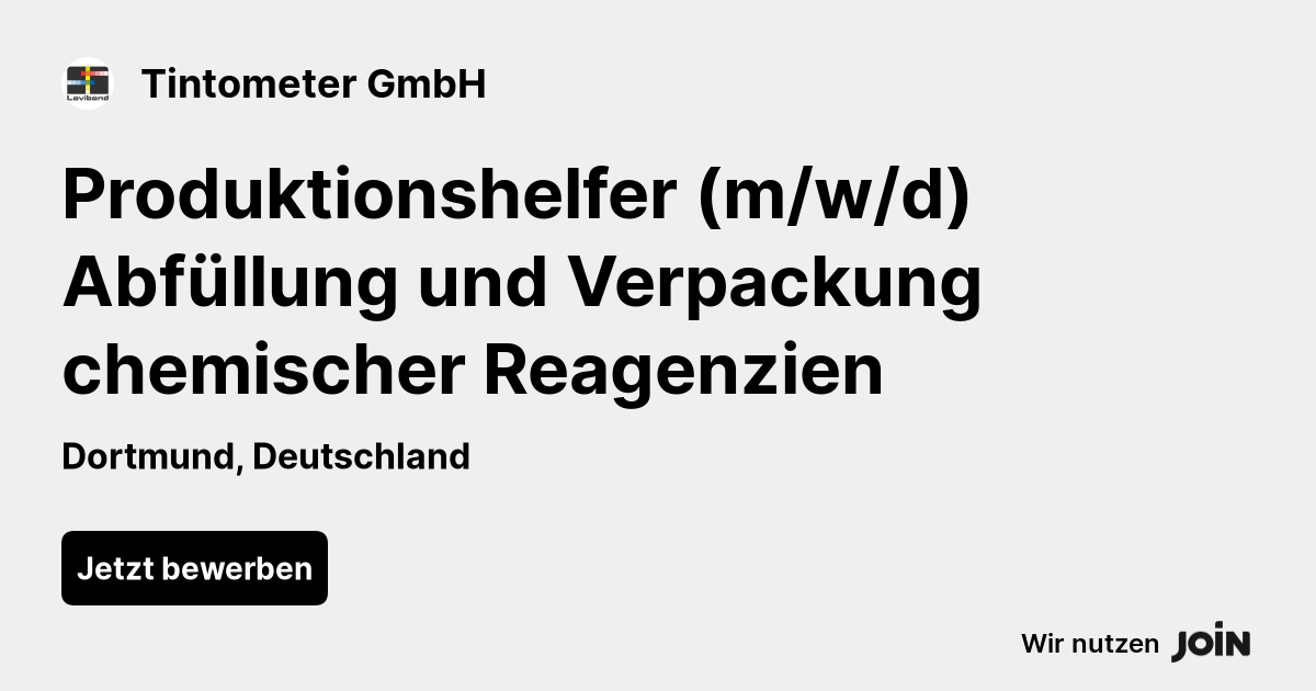 Tintometer (Dortmund): Produktionshelfer (m/w/d) Abfüllung und ...