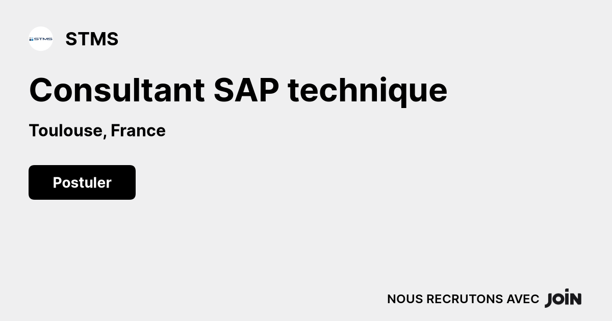 STMS (Toulouse): Consultant SAP technique