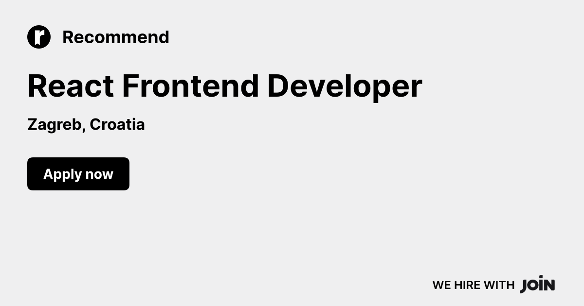 Recommend (Zagreb): React Frontend Developer