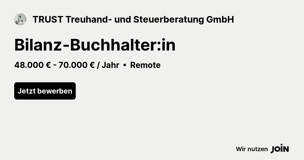 TRUST Treuhand- und Steuerberatung (Wien): Bilanz-Buchhalter:in