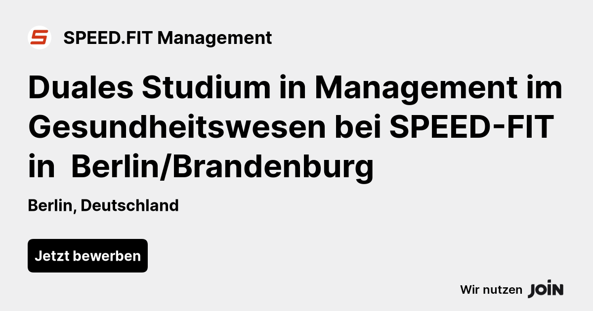 SPEED.FIT Management (Berlin): Duales Studium in Management im ...