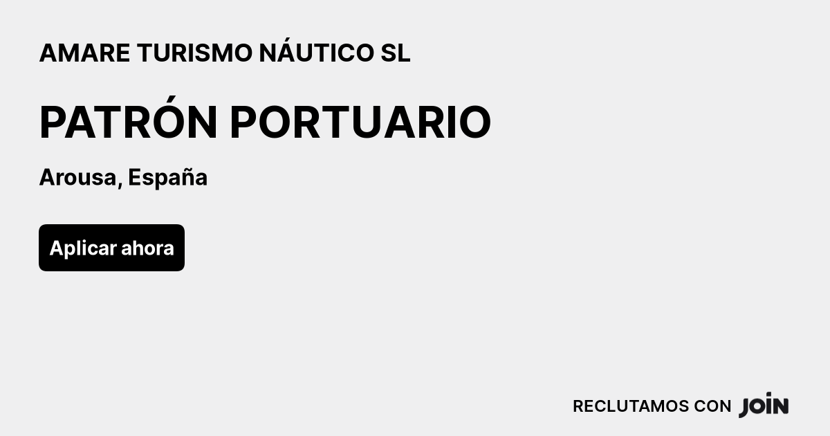 AMARE TURISMO NÁUTICO SL (Arousa): PATRÓN PORTUARIO