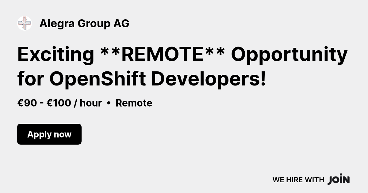 Alegra Group (Remote): Exciting **REMOTE** Opportunity for OpenShift ...