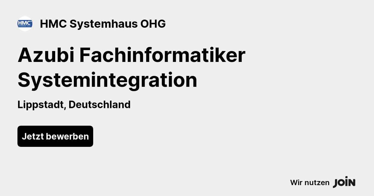 HMC Systemhaus OHG (Lippstadt): Azubi Fachinformatiker Systemintegration