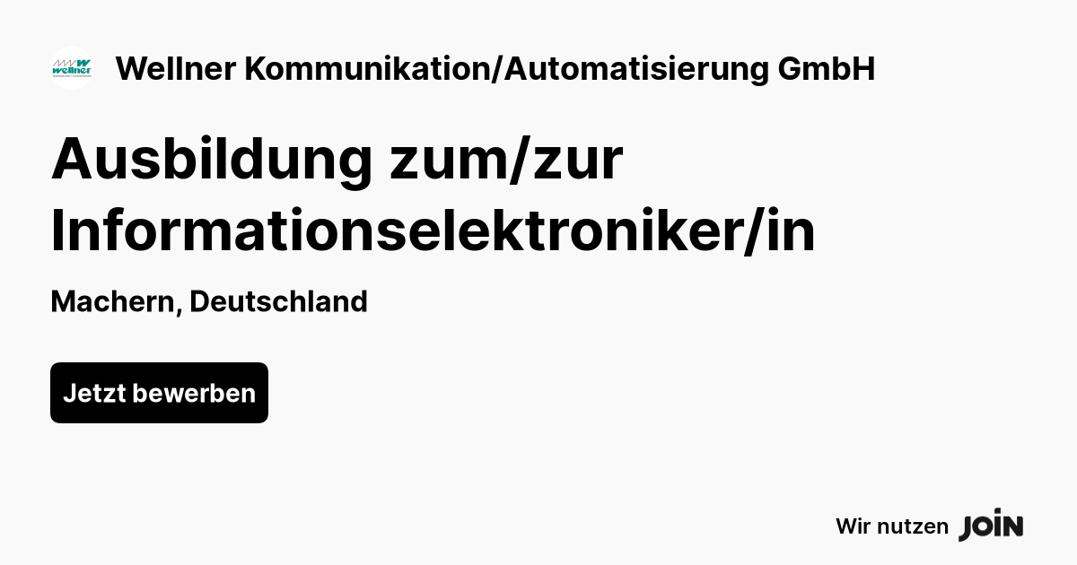 Wellner Kommunikation/Automatisierung (Machern): Ausbildung zum/zur ...