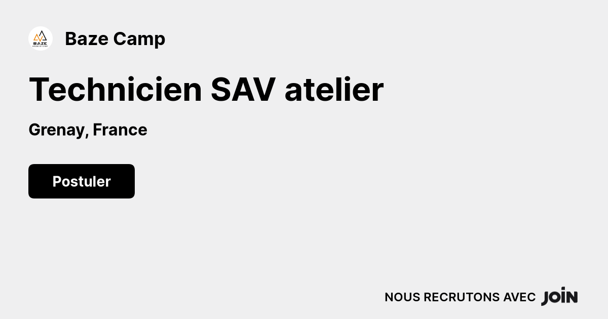 Baze Camp (Grenay): Technicien SAV atelier