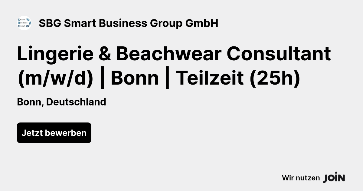 SBG Smart Business Group (Bonn): Lingerie & Beachwear Consultant (m/w/d ...