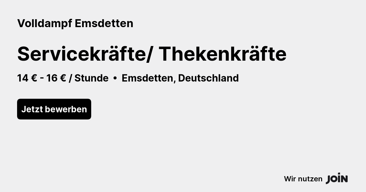 Volldampf Emsdetten (Emsdetten): Servicekräfte/ Thekenkräfte