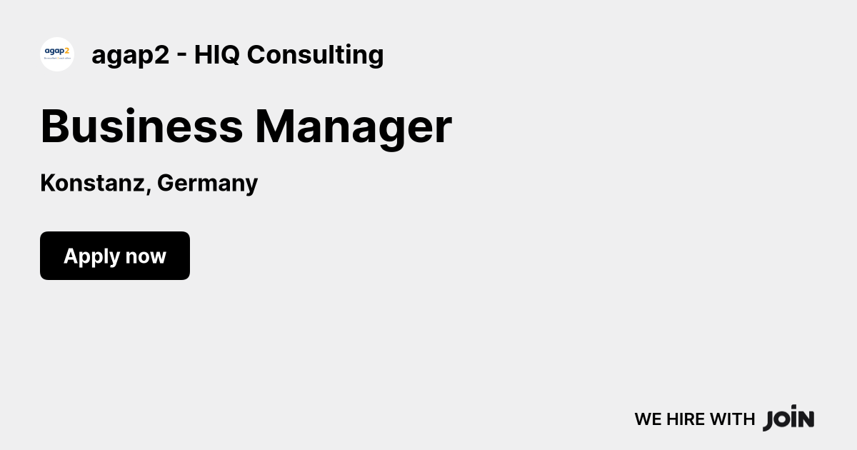 agap2 - HIQ Consulting (Konstanz): Business Manager