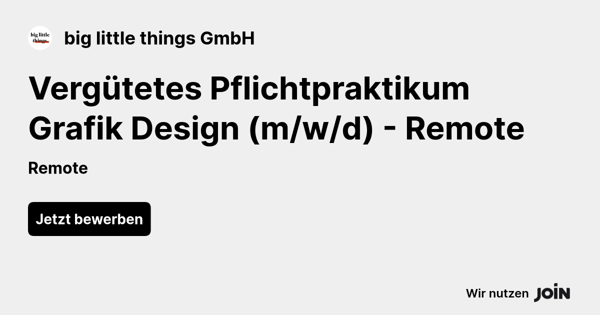 big little things (Remote): Vergütetes Pflichtpraktikum Grafik Design ...