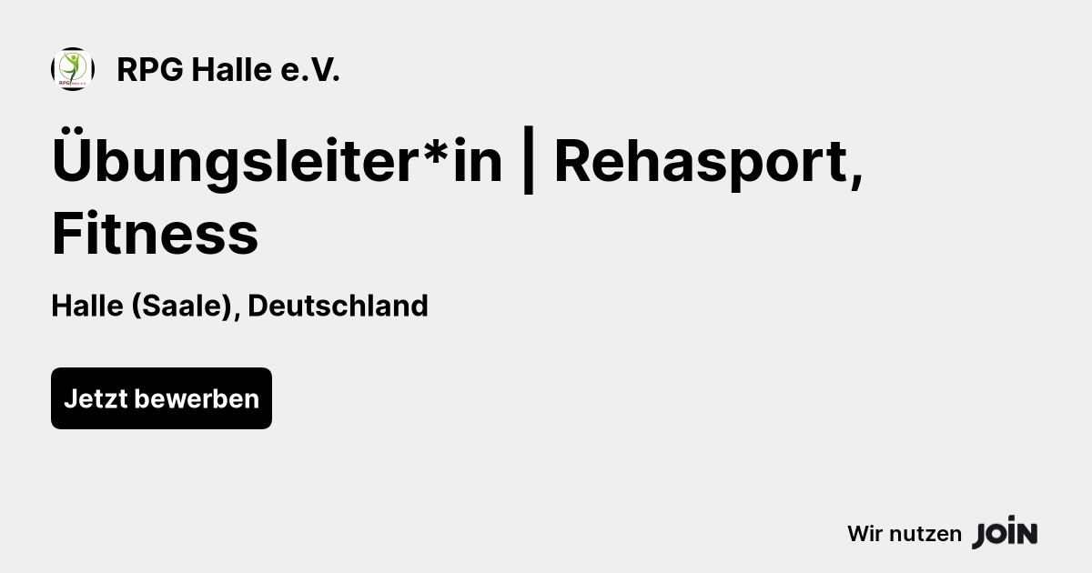 RPG Halle e.V. (Halle (Saale)): Übungsleiter*in | Rehasport, Fitness
