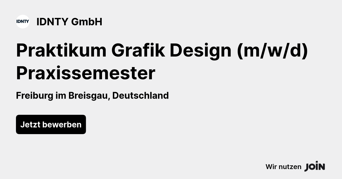 IDNTY (Freiburg im Breisgau): Praktikum Grafik Design (m/w/d ...