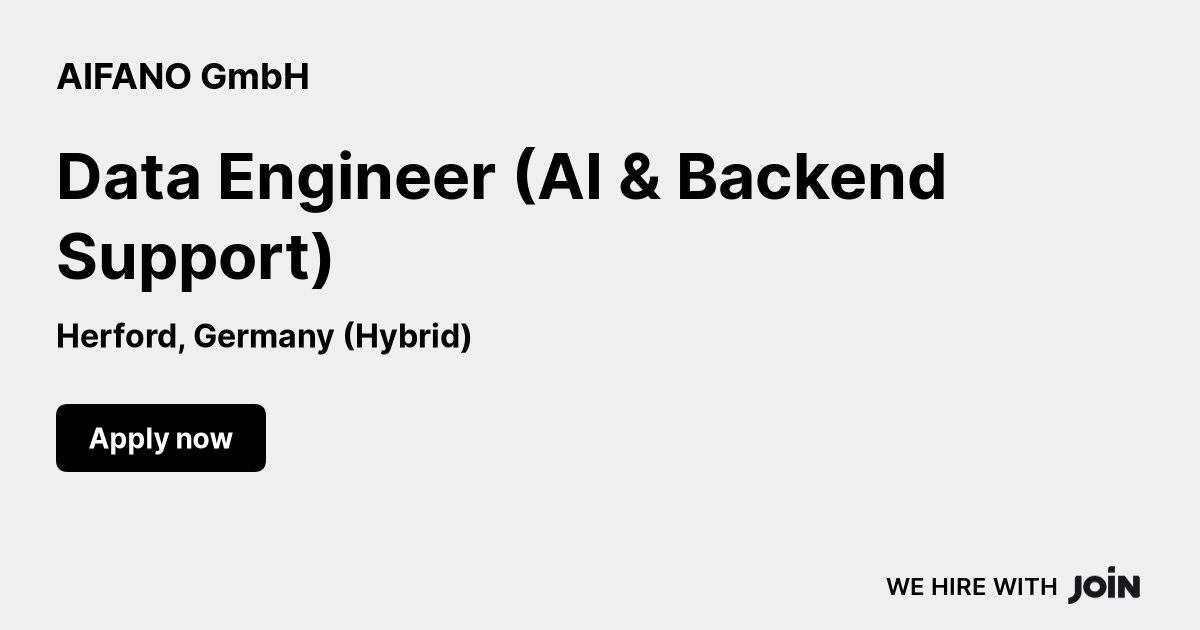 AIFANO (Herford): Data Engineer (AI & Backend Support)