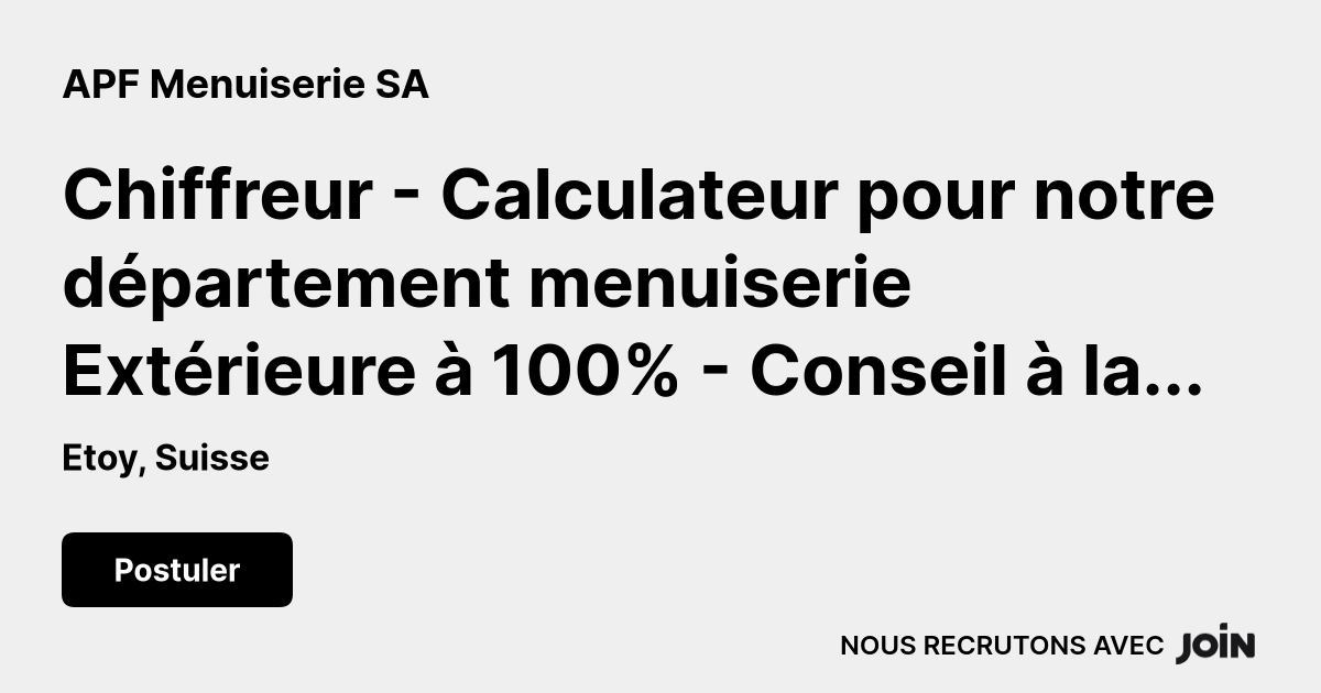 APF Menuiserie SA (Etoy): Chiffreur - Calculateur pour notre ...
