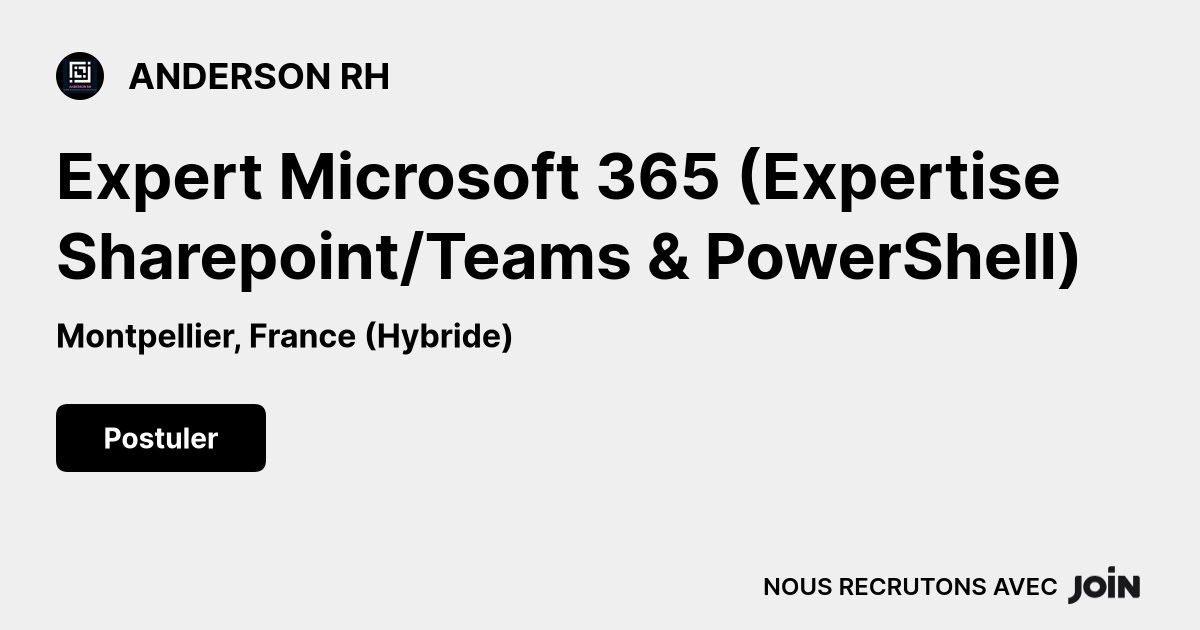 ANDERSON RH (Montpellier): Expert Microsoft 365 (Expertise Sharepoint ...
