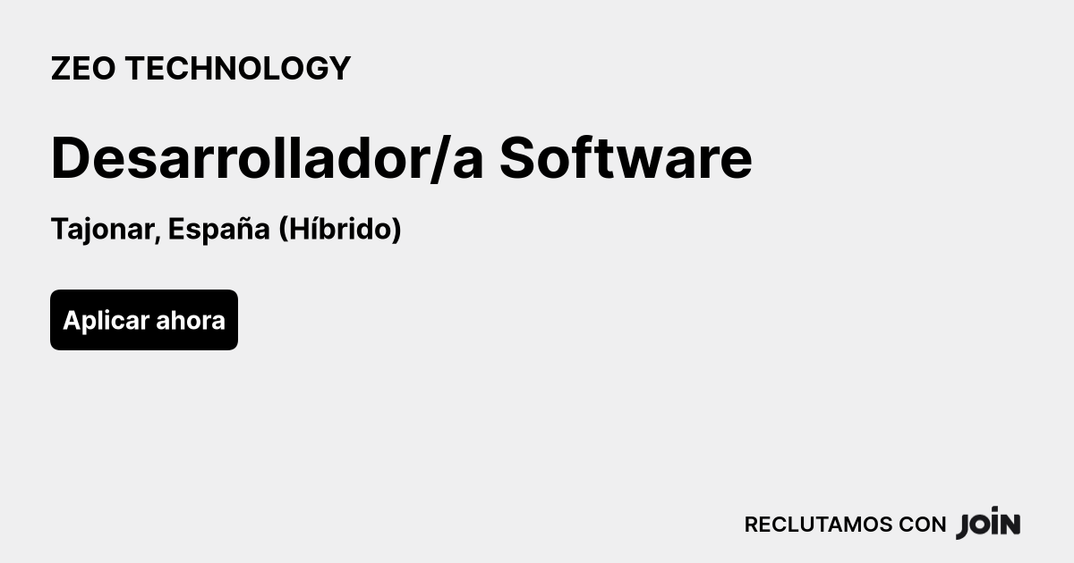 ZEO TECHNOLOGY (Tajonar): Desarrollador/a Software