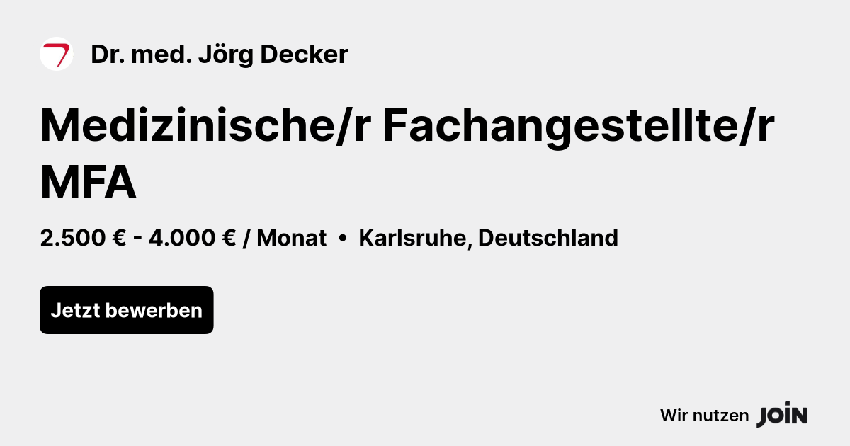 Dr. med. Jörg Decker (Karlsruhe): Medizinische/r Fachangestellte/r MFA