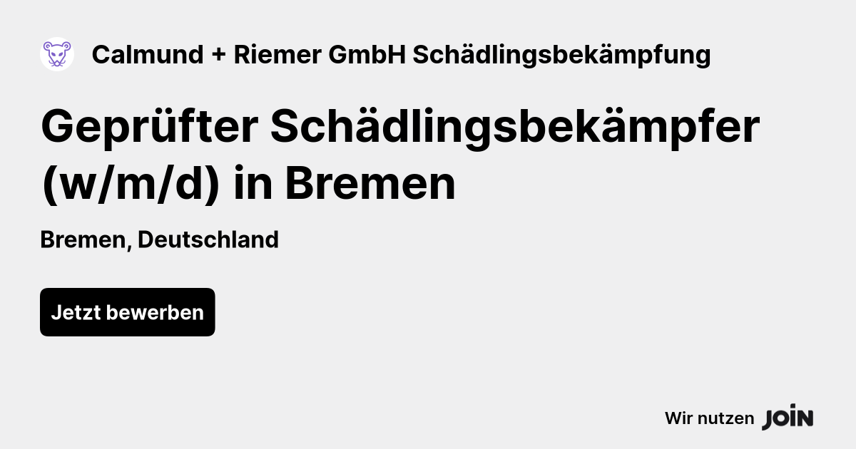 Calmund + Riemer GmbH Schädlingsbekämpfung (Bremen): Geprüfter ...