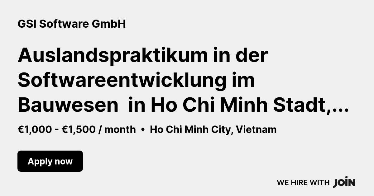 GSI Software (Ho Chi Minh City): Auslandspraktikum in der ...