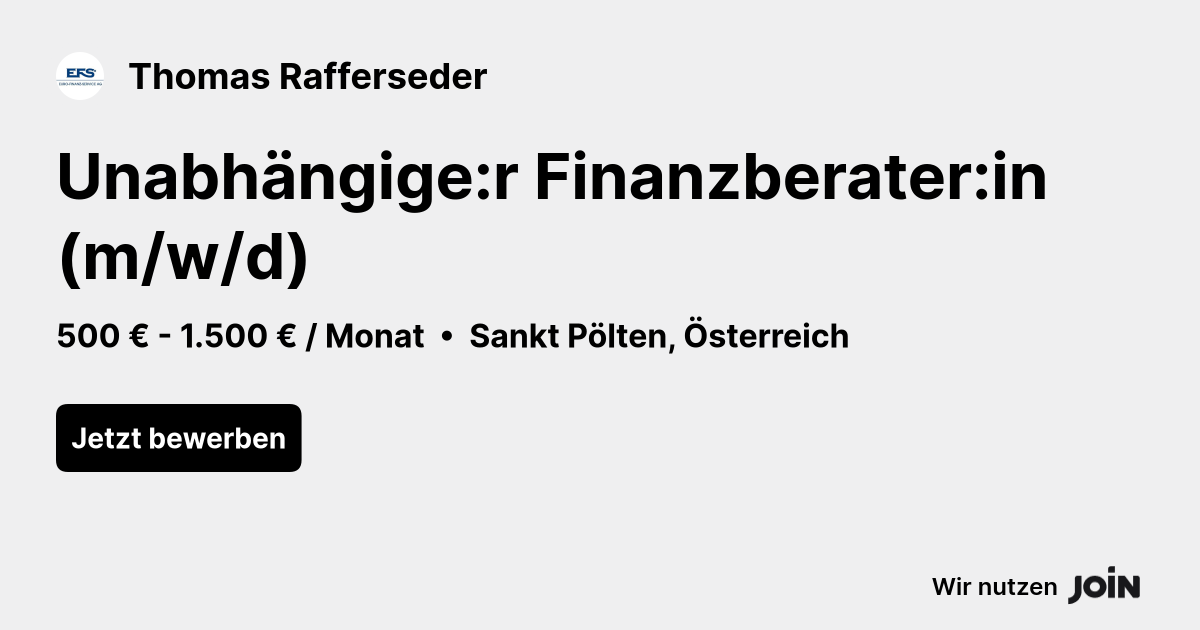 Thomas Rafferseder (Sankt Pölten): Unabhängige:r Finanzberater:in (m/w/d)