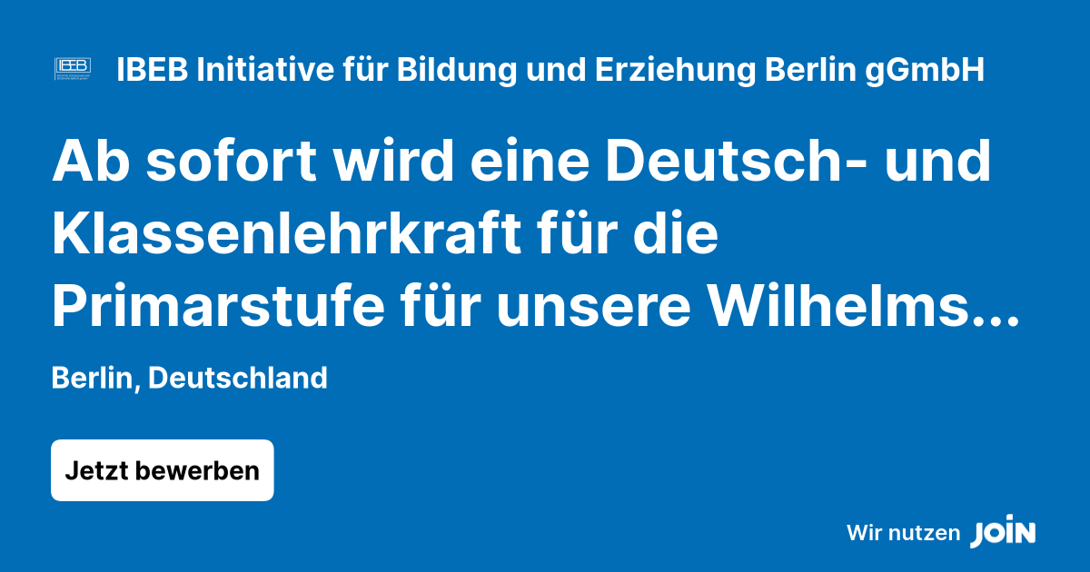 IBEB Initiative für Bildung und Erziehung Berlin gGmbH (Berlin): Ab ...