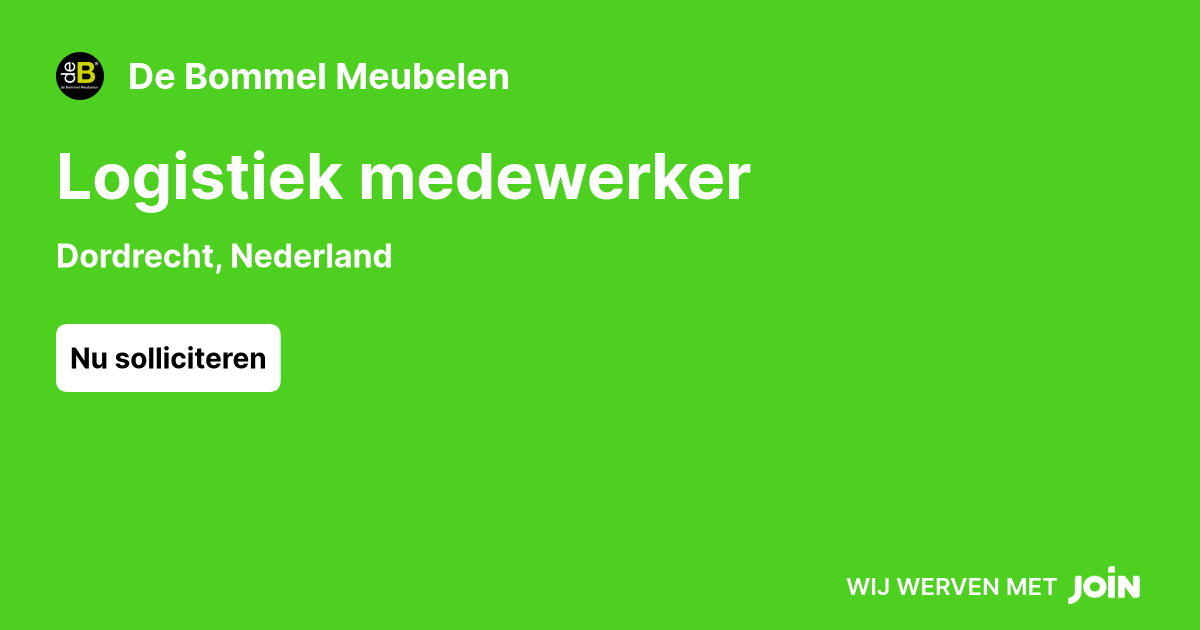 De Bommel Meubelen (Dordrecht): Logistiek medewerker