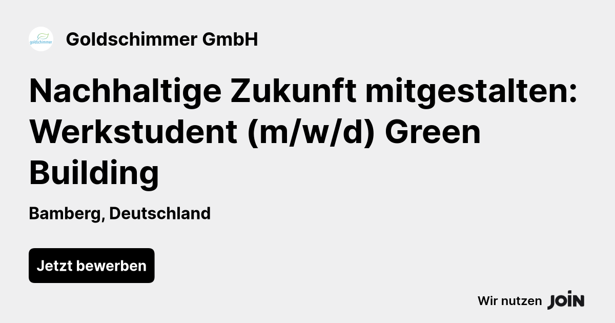 Goldschimmer (Bamberg): Nachhaltige Zukunft mitgestalten: Werkstudent ...