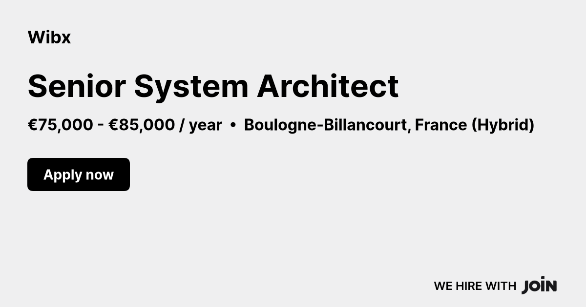 Wibx (Boulogne-Billancourt): Senior System Architect