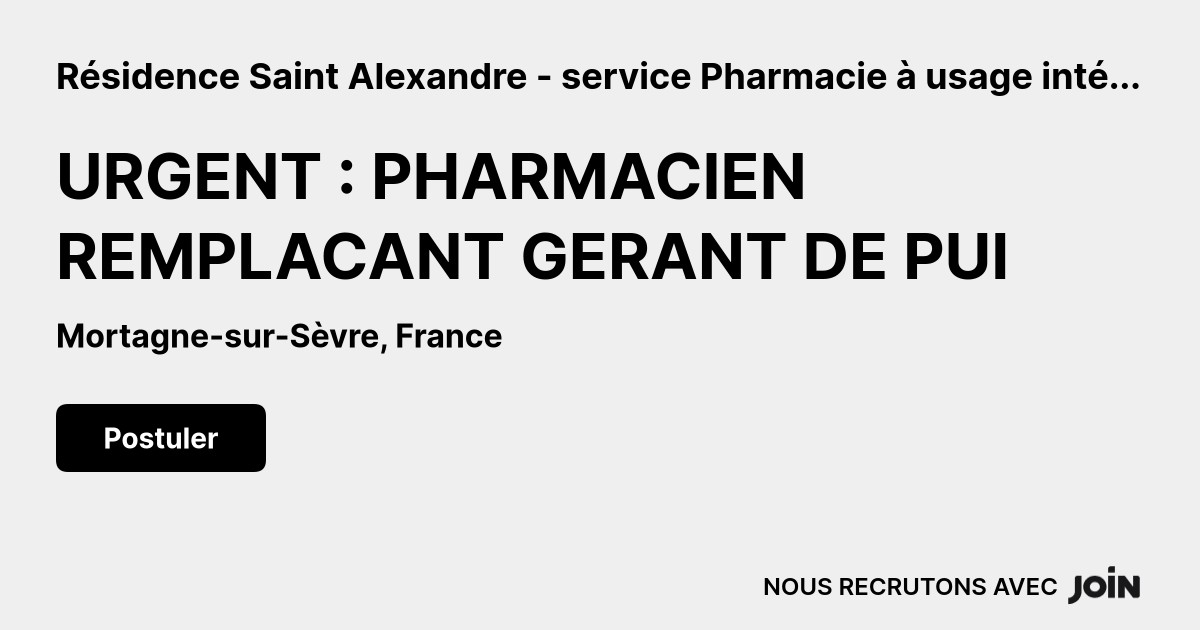 Résidence Saint Alexandre - service Pharmacie à usage intérieur ...