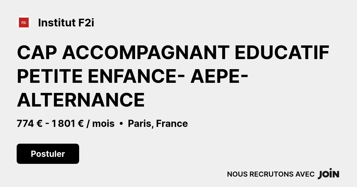 Institut F2i (Paris): CAP ACCOMPAGNANT EDUCATIF PETITE ENFANCE- AEPE ...