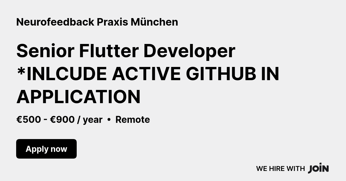 Neurofeedback Praxis München (Remote): Senior Flutter Developer ...