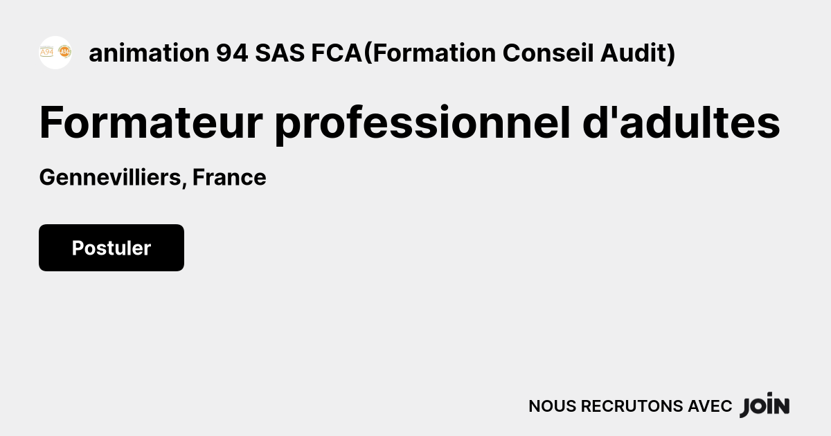animation 94 SAS FCA(Formation Conseil Audit) (Gennevilliers ...