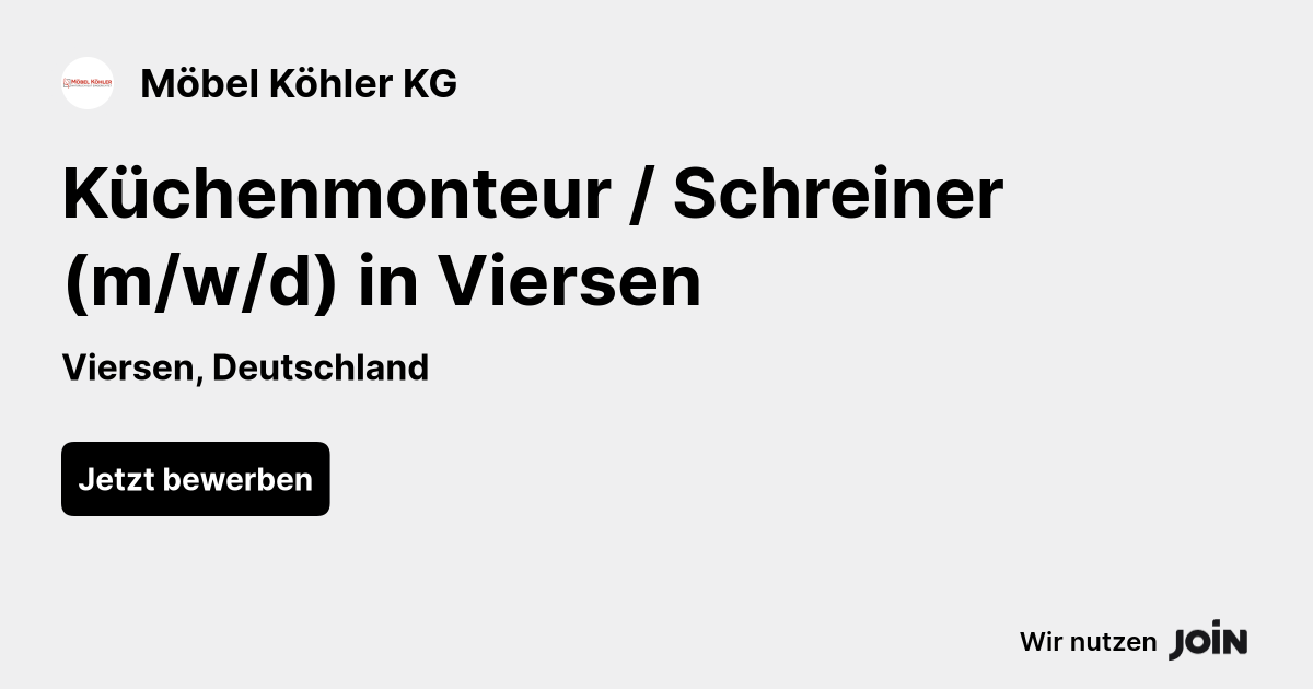 Möbel Köhler KG (Viersen): Küchenmonteur / Schreiner (m/w/d) in Viersen