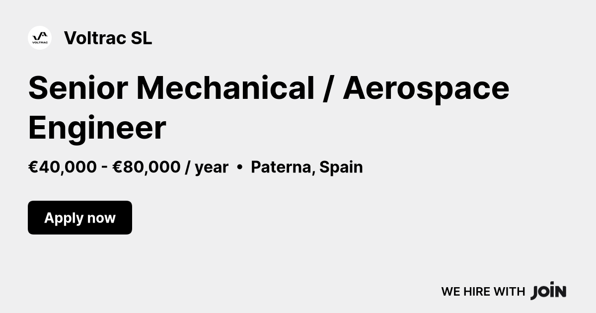 Voltrac SL (Paterna): Senior Mechanical / Aerospace Engineer