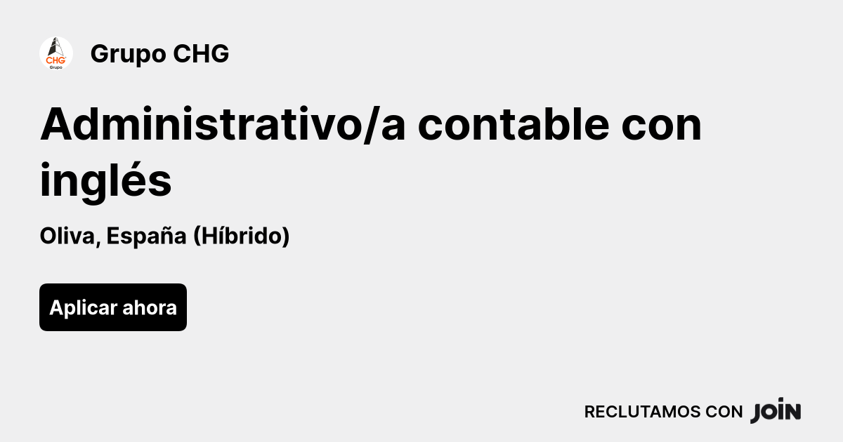 Grupo CHG (Oliva): Administrativo/a contable con inglés