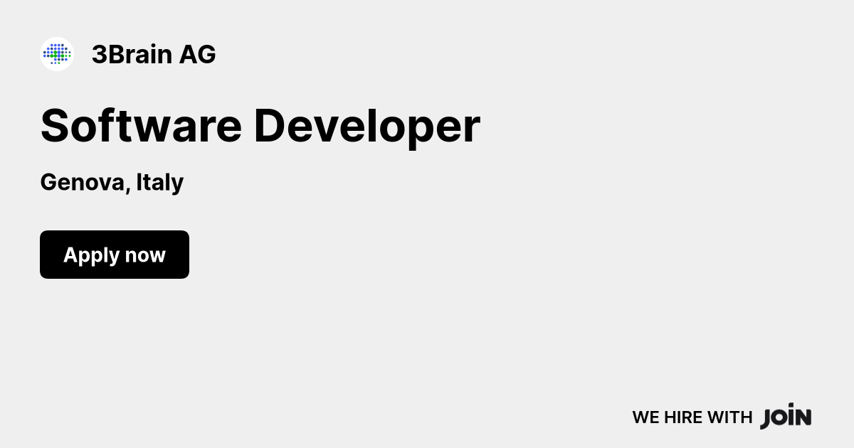 3Brain (Genova): Software Developer